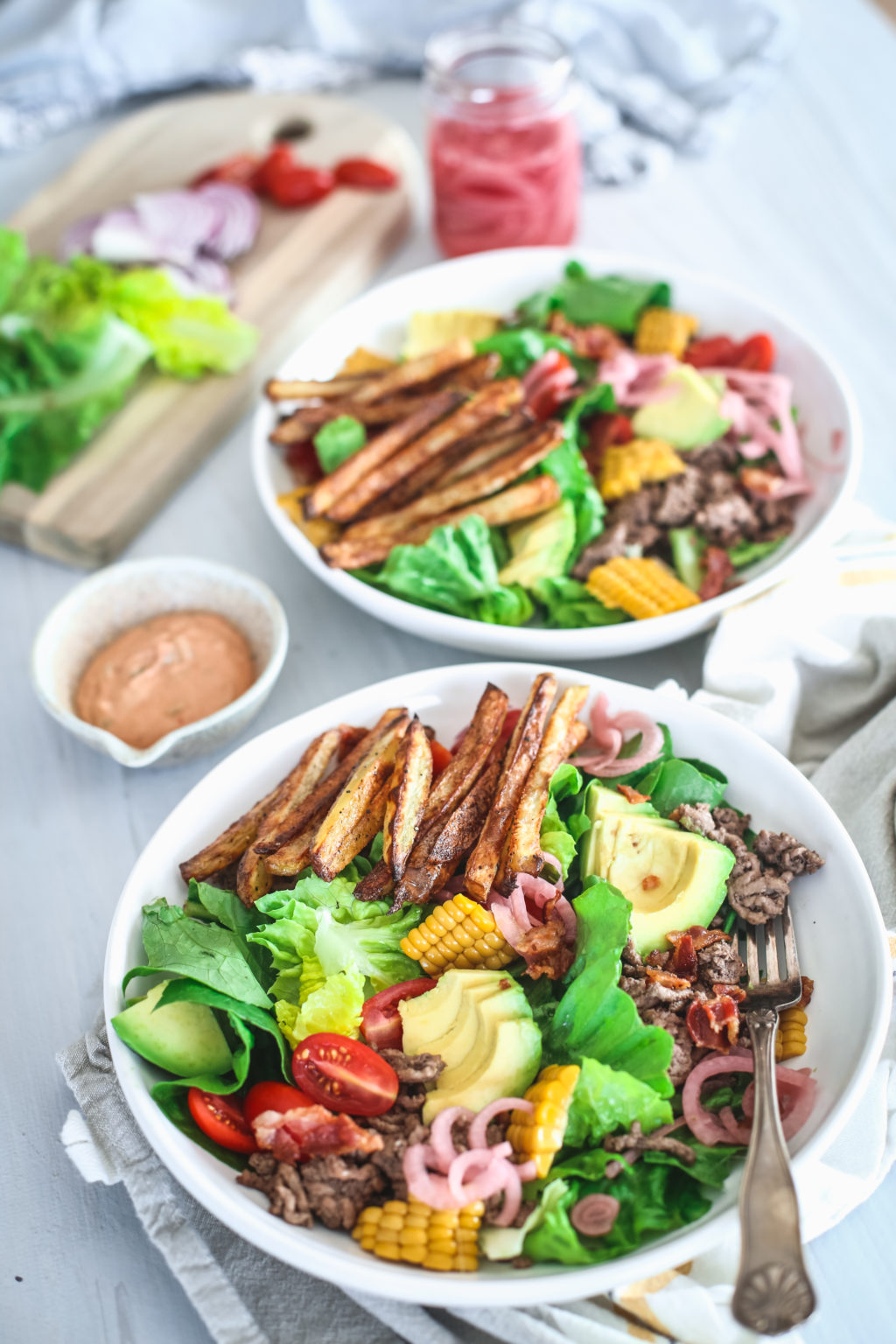 Burger bowl med fries - Fitfocus